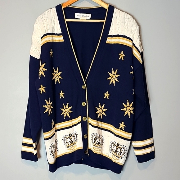 Vintage | Sweaters | Vintage Sweater Celestial Crown Star Metallic ...